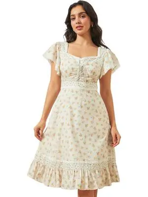 MODCLOTH Gabriella Cottagecore Babydoll Dress With Tulip Sleeves
