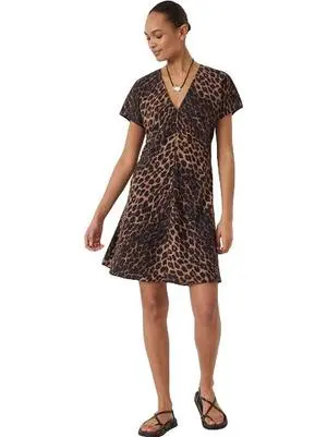 HUSH Grace Air Flow V-neck Mini Dress - Soft Leopard