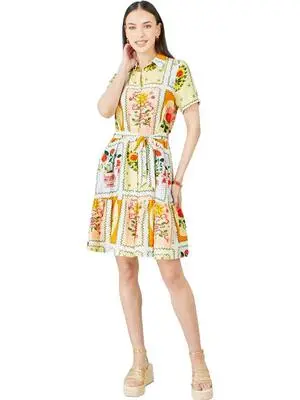YUMI Sun Patchwork Print Shirt Dress - Multi