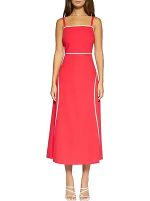 LOST + WANDER Contrast Piping Maxi Sundress - Red