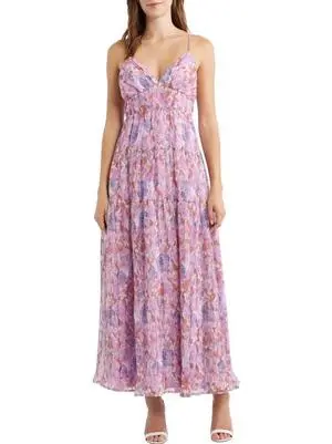 LULUS Lulus Shannon Tie Back Maxi Dress In Watercolor Floral