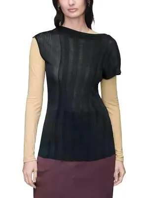 MAISON MARGIELA Rib-knit Short-sleeve T-shirt - Black