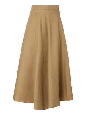 Max Mara Linen And Silk Twill Midi Skirt - Green