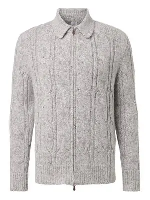 Eleventy Wool, Alpaca, Silk, And Polyamide-blend Zip-up Cardigan - Grey