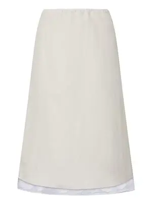 Magda Butrym Magda Butrym Lace-Trimmed Silk-Blend Midi Skirt White