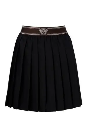 Versace Pleated Wool And Mohair Miniskirt - Black