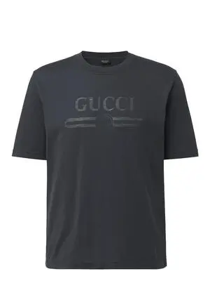 Gucci Logo Cotton-blend Jersey T-shirt - Blue