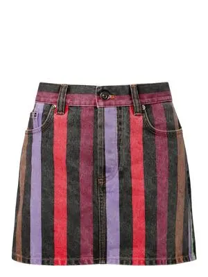 Versace Striped Denim Mini Skirt - Multicoloured