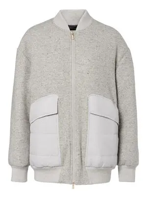 Eleventy Herringbone Wool-blend Down Jacket - Grey