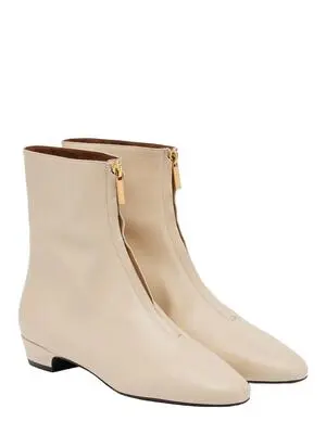 HERBERT LEVINE Leather Ankle Boots - Beige