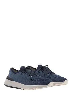 Brunello Cucinelli Knitted Lace-up Sneakers - Blue