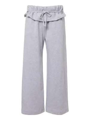 Magda Butrym Cotton-blend Sweatpants With Ruffle Detail - Grey