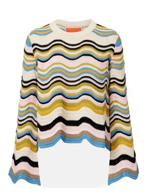 La DoubleJ Chevron Crochet Cotton Sweater - Multicoloured