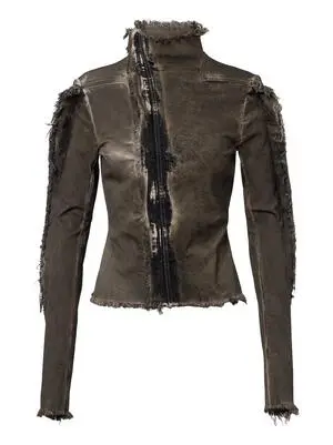 Rick Owens Distressed Denim Jacket - Brown