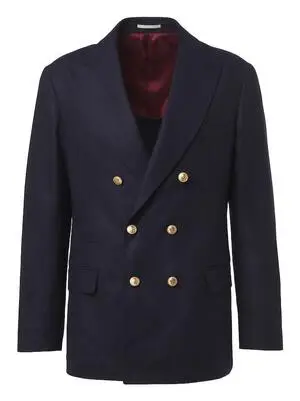 Brunello Cucinelli Double-breasted Virgin Wool Blazer - Blue