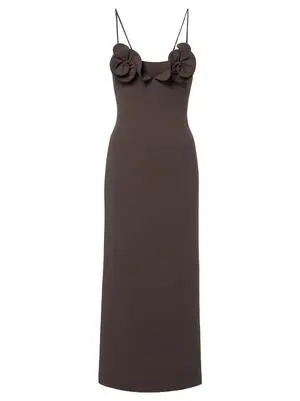 Magda Butrym Magda Butrym Floral-Appliqué Wool-Blend Midi Dress Brown