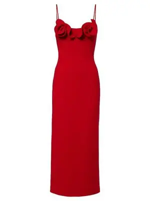 Magda Butrym Floral-appliqué Wool-blend Midi Dress - Red