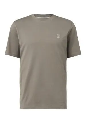 Brunello Cucinelli Logo Cotton Jersey T-shirt - Green