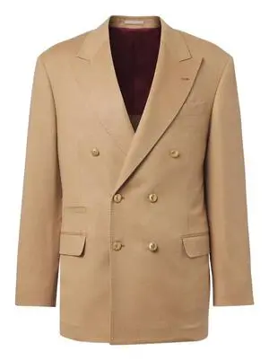Brunello Cucinelli Brunello Cucinelli Double-breasted Camel Hair Blazer Beige