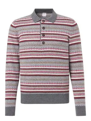 Eleventy Striped Wool Jacquard Polo Sweater - Multicoloured