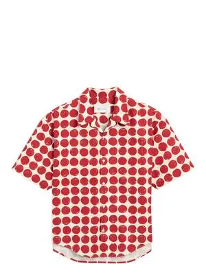 AMI Paris Red Polka-dot Boxy Cotton Short-sleeve Shirt Red - Ruby Red/ivory