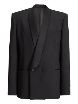 Balmain 2-button Jacket In Wool And Satin - Black