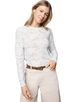 Splendid Cecelia Floral Burnout Long Sleeve Tee - Shell