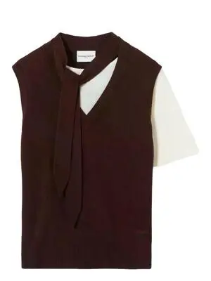 Claudie Pierlot Short-sleeve Bow Detail Sweater - Brown
