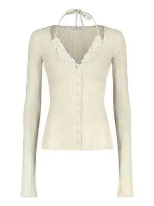VAILLANT Ribbed Halterneck Cardigan - Neutrals