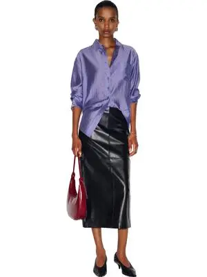 REFORMATION Oversized Sheer Shirt - Purple