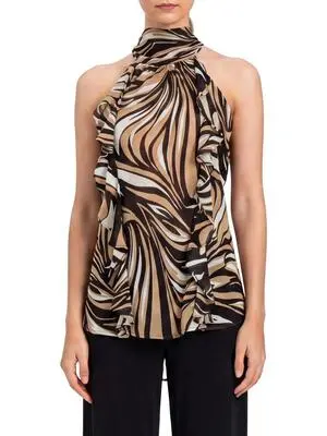 TWINSET Abstract Print Off-the-shoulder Top With Pussy-bow Neck - Multicolor