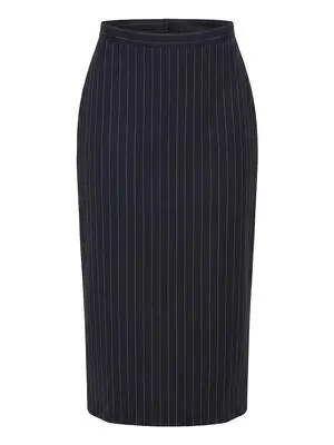 Givenchy Wool Striped Midi Skirt - Blue