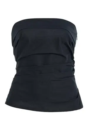 Proenza Schouler White Label Strapless Poplin Top With Pleating - Black
