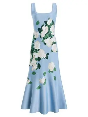 Carolina Herrera Floral Ruffled Silk-blend Midi Dress - Multi