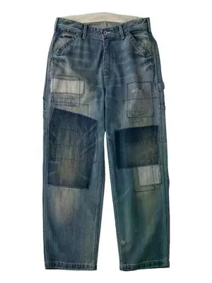 UNIVERSAL OVERALL Patchwork Distressed Jeans - Blue