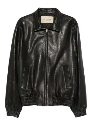Valentino Garavani Zip-up Leather Jacket - Black