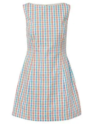 Faithfull The Brand Lydie Checked Cotton And Linen Mini Dress - Multicoloured