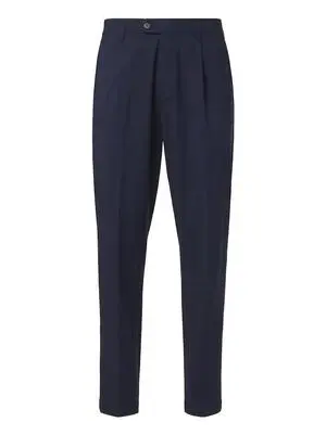 Eleventy Wool Blend Straight Leg Trousers - Blue