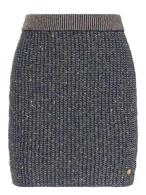Balmain Embroidered Tweed Mini Skirt With Sequins And Threads - Metallic