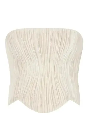 DANIELLE FRANKEL Anais' Crinkled-organza Bustier Top - Neutrals