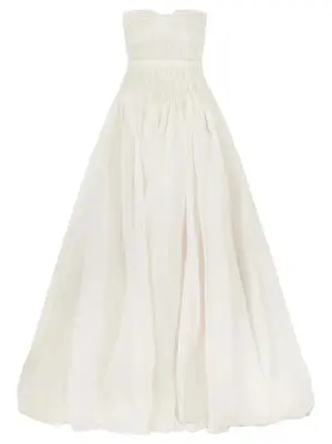 DANIELLE FRANKEL Henrietta Strapless Bustier Gown In Crinkled Silk-organza - Neutrals