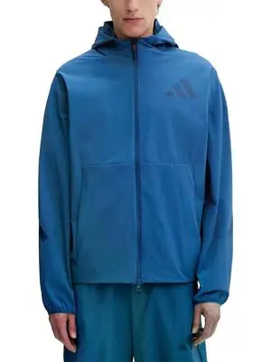 Adidas Logo-print Zip-up Hoodie - Blue