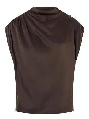 TWP Draped Silk-blend Charmeuse Blouse - Brown