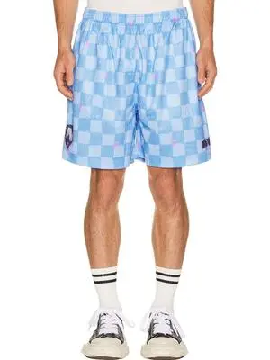 NAHMIAS Scribble Check Soccer Short - Blue Iris