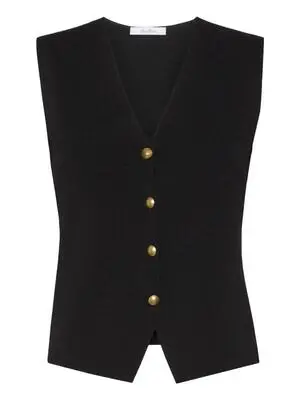 Max Mara Viscose Crepe Yarn Gilet - Black