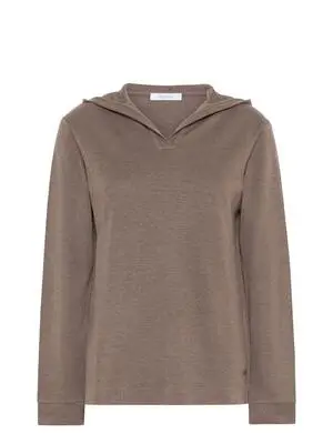 Max Mara Silk-blend Jersey Hooded Sweatshirt - Mud