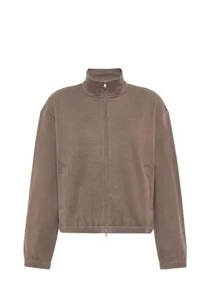 Max Mara Silk-blend Jersey Sweatshirt With Stand Collar - Mud