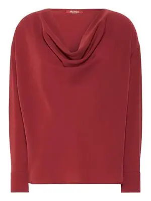 Max Mara Technical Cady Blouse With Draped Detail - Ruby