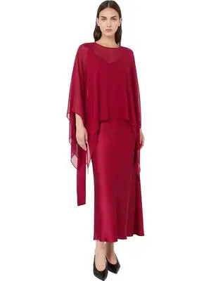 Max Mara Silk Georgette Cropped Cape - Ruby