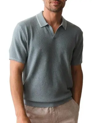Marine Layer Greyson Short Sleeve Polo Sweater - Slate